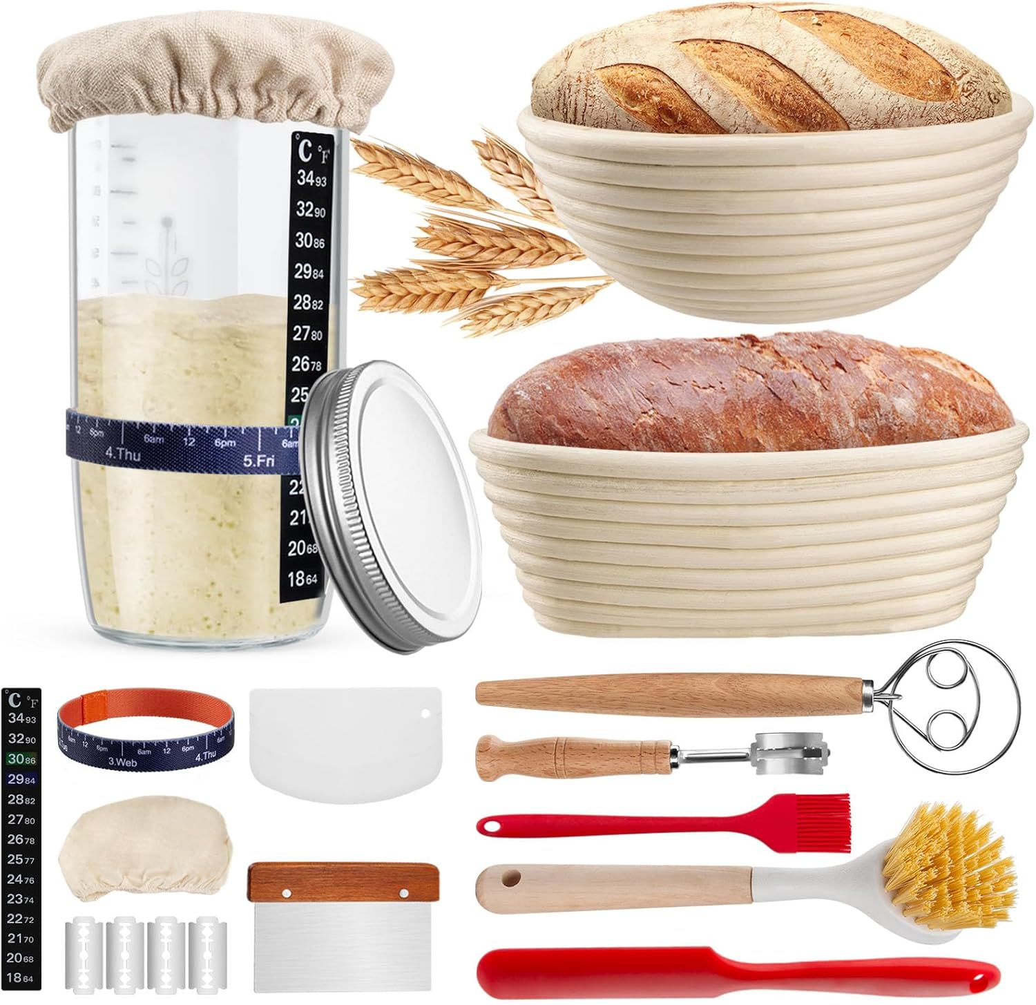 Amazon.com: Sourdough Bread Baking Supplies, Sourdough Starter Kit with ...