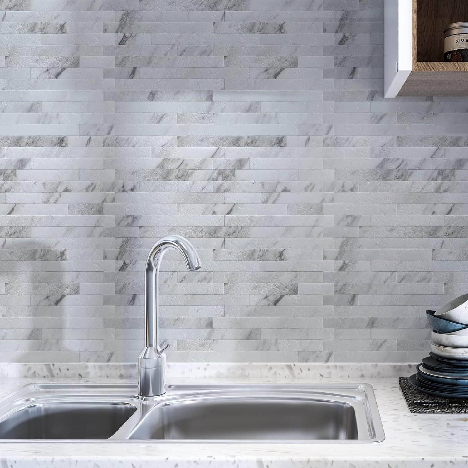 Buy LONGKING 10-Sheet Peel and Stick Backsplash Tile, PVC Stick on Tile ...