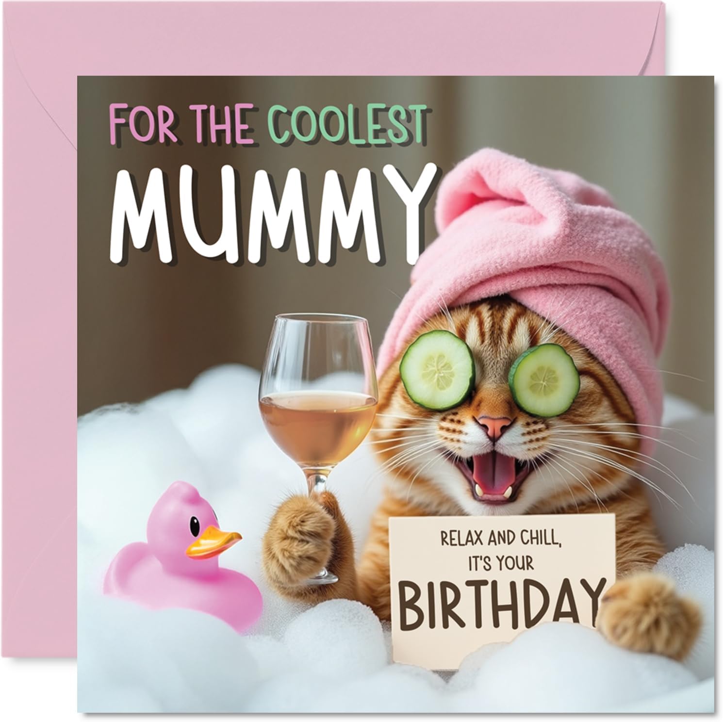 Funny Mummy Birthday Card - Relaxing Bath Cat - Cheeky Happy Birthday ...