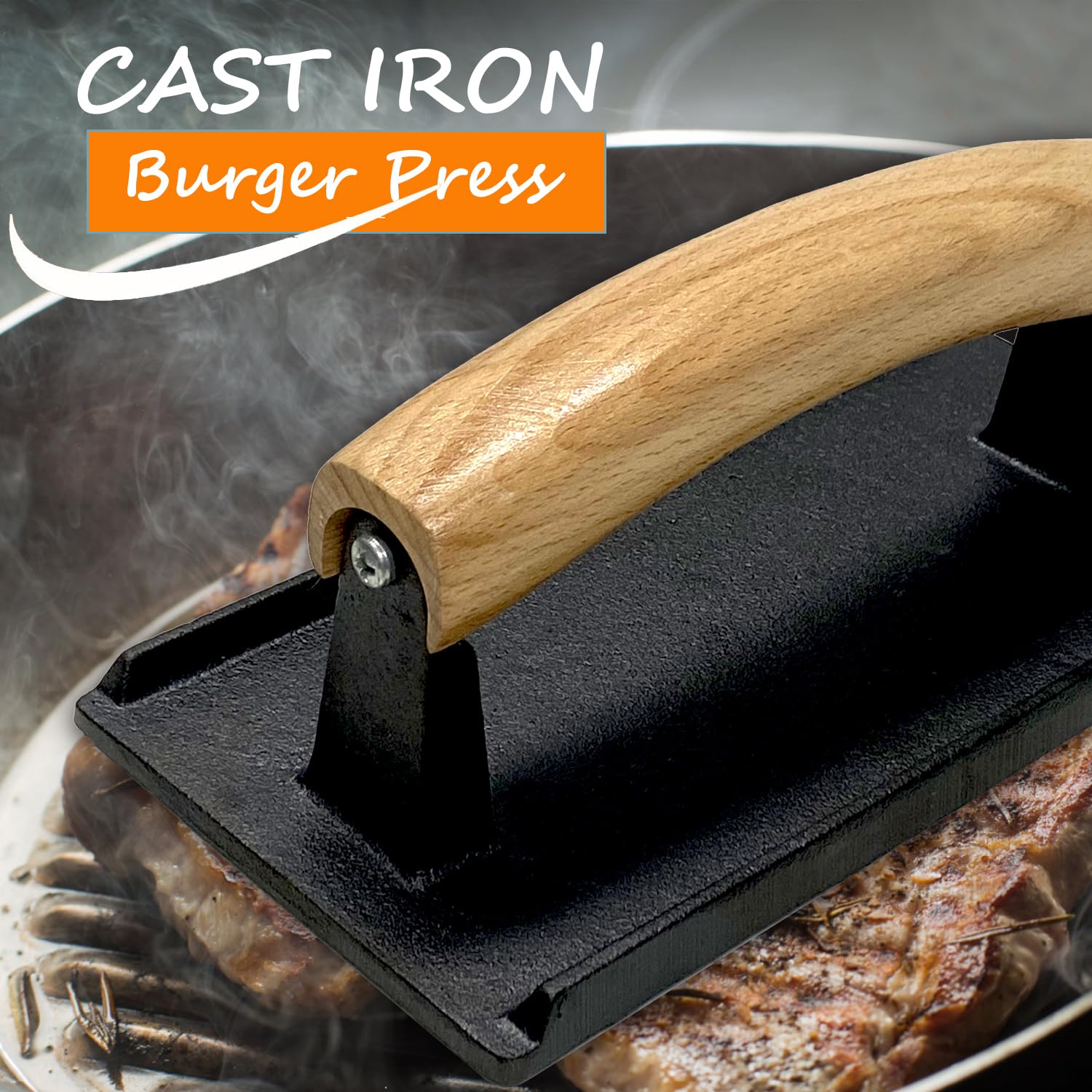 Snapklik.com : NSIRONS Burger Press, 8x4 Rectangle Heavy-Duty Cast Iron ...