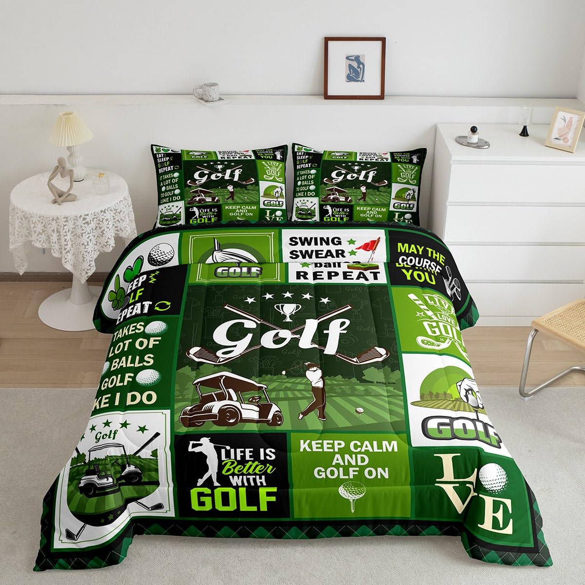Amazon.com: Homewish Golf Comforter Set,Sports Gaming Bedding Set for ...