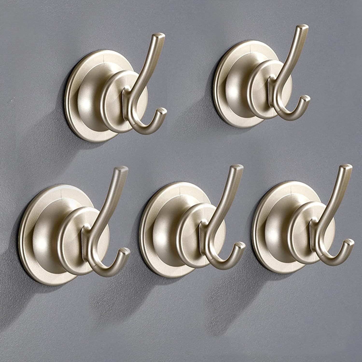 BABESA Clothes Hooks,Bathroom Wall Robe Hook,5 Pack Adhesive Hooks ...