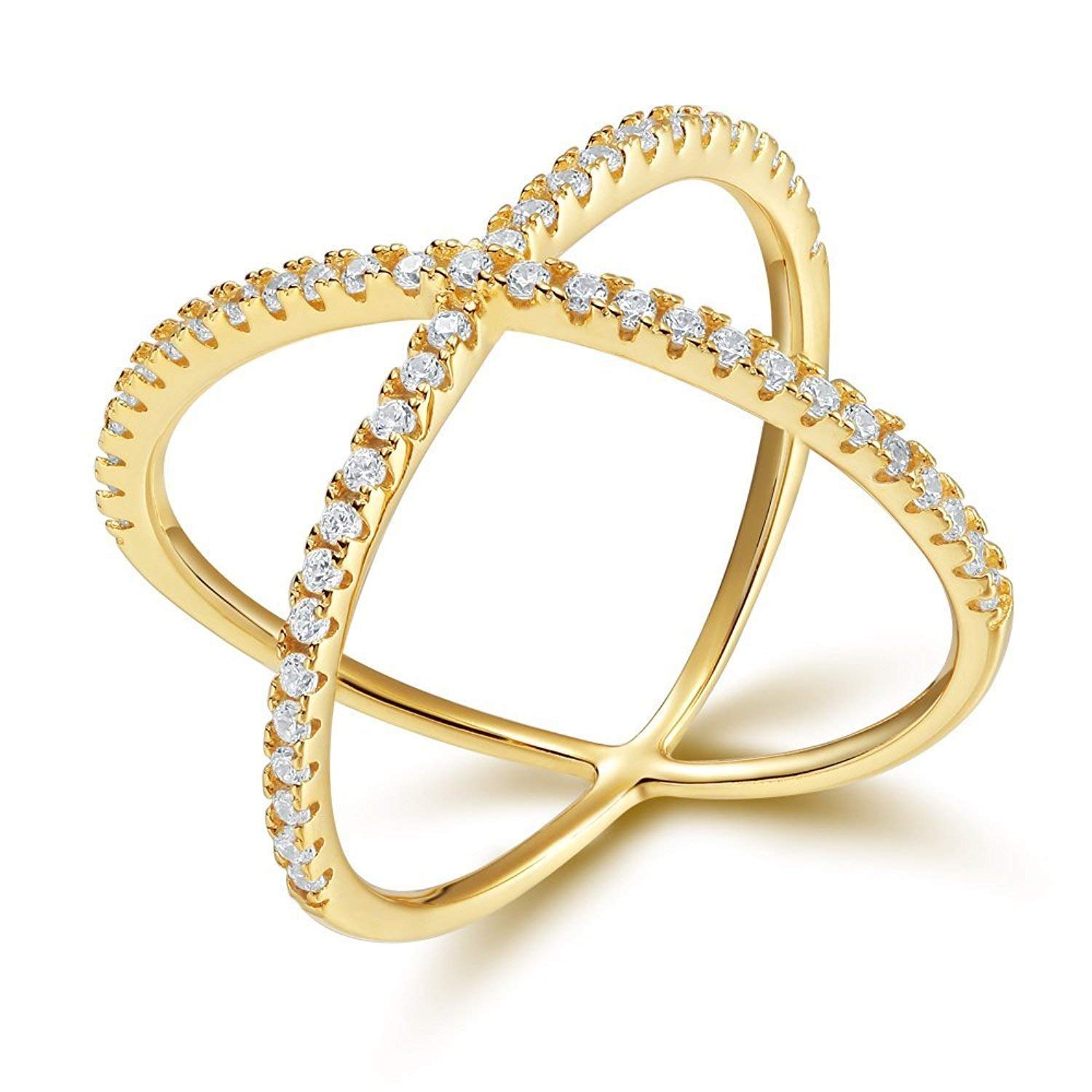 SOMEN TUNGSTEN 925 Sterling Silver Criss Cross Rings CZ Eternity ...