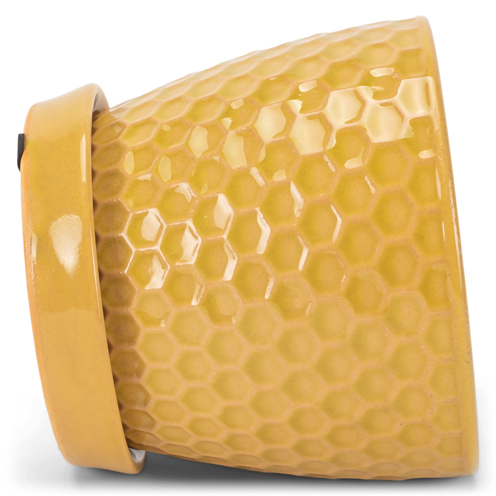 Snapklik.com : Napco Honeycomb Embossed Bright Yellow 6 Inch Ceramic ...