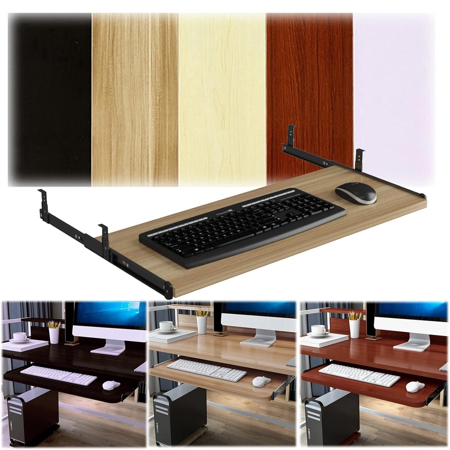 3NH® Sliding Keyboard Tray Wooden Keyboard Slider Ergonomics Compatible ...