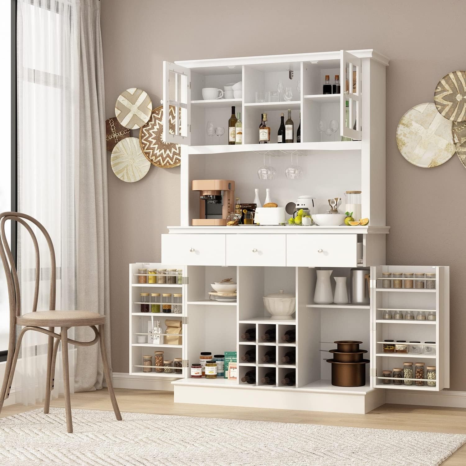 Amazon.com - Large Storage Cabinet Buffet Kitchen Pantry Cupboard ...