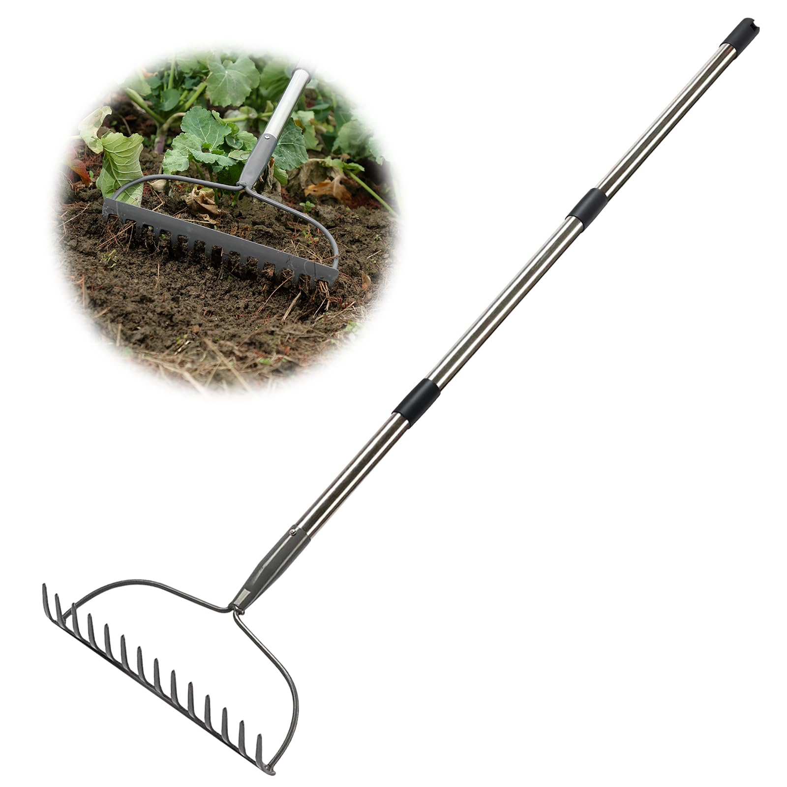 Snapklik.com : Garden Rake, 6 FT Bow Rakes For Lawns Heavy Duty, Yard ...