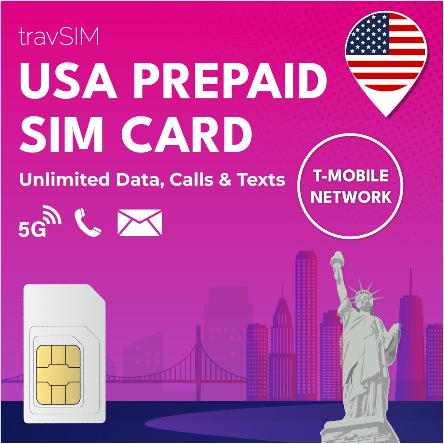 Amazon.com: travSIM Prepaid SIM Card USA | Uses The T-Mobile Network ...