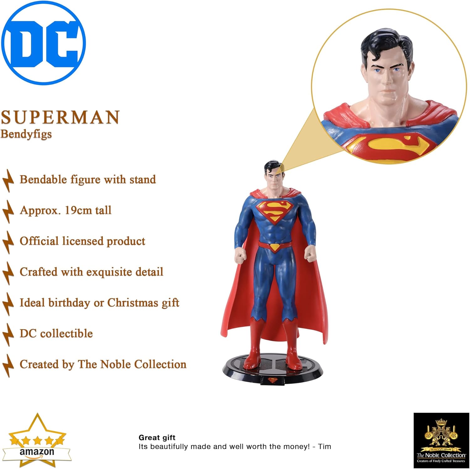 The Noble Collection DC Comics Bendyfigs Superman – 7.5in (19cm) Noble ...