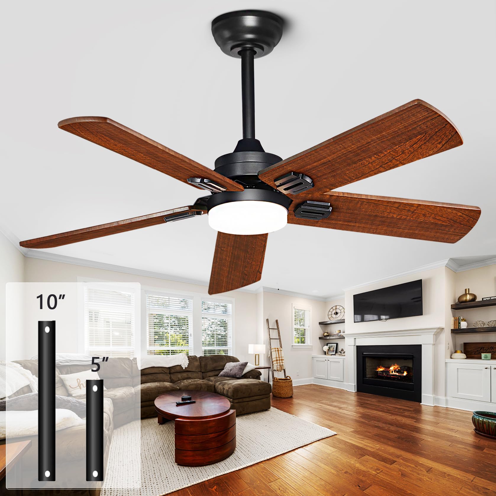 Black Walnut Ceiling Fans Cascadia Rowan 52 In Black With