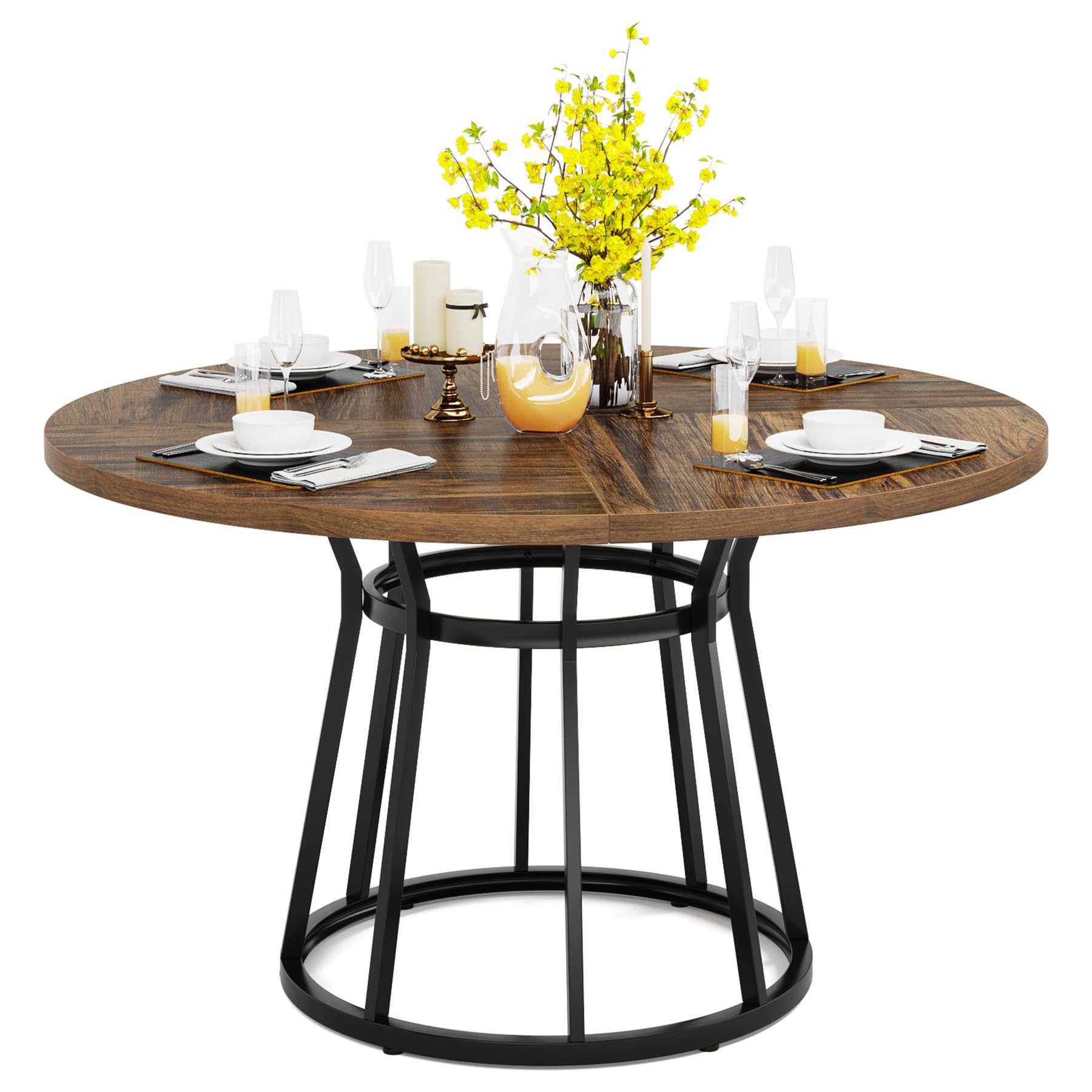 Tribesigns Round Dining Table for 4 People, Circle Dining Room Table ...
