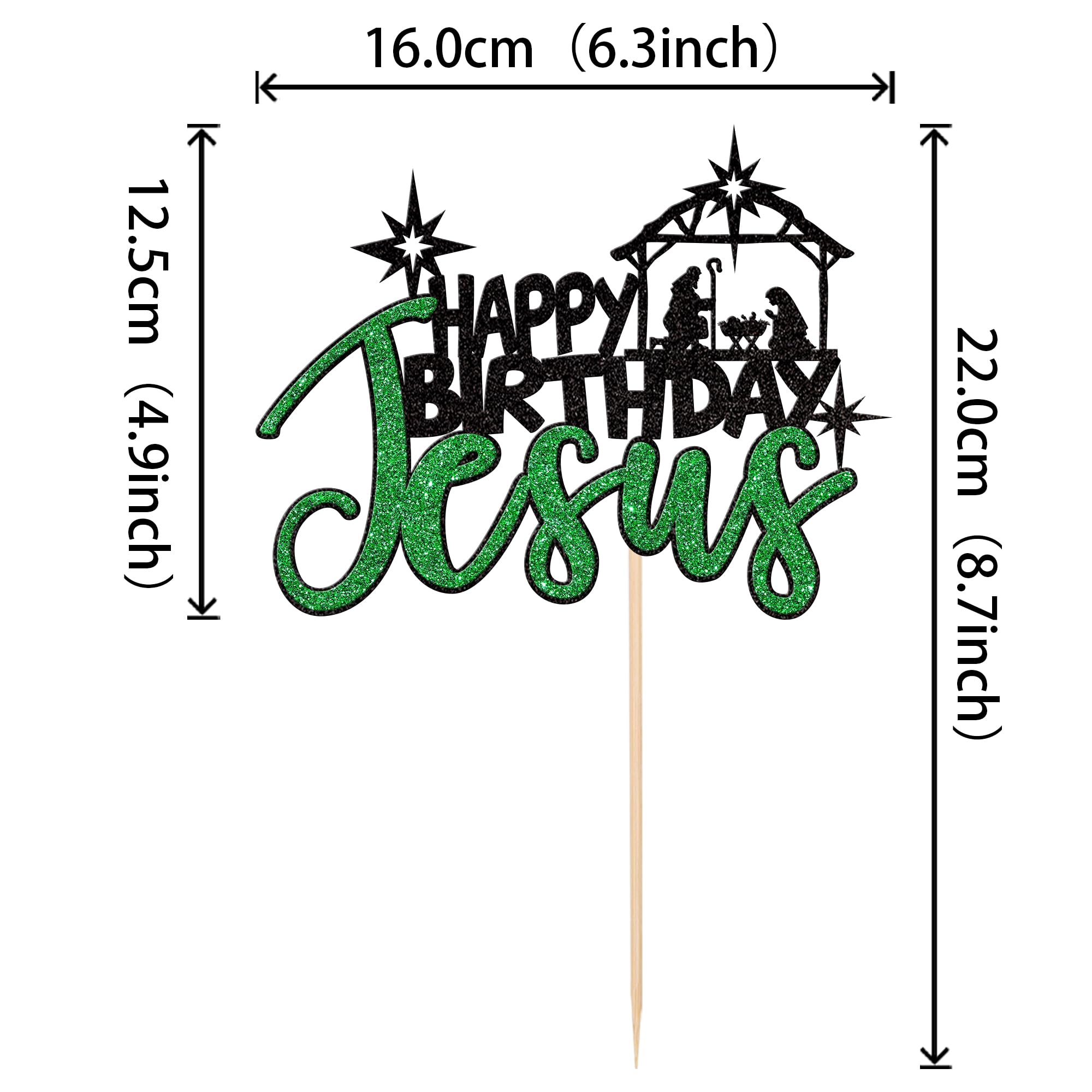 Snapklik.com : 1 PCS Happy Birthday Jesus Cake Topper Glitter Merry ...