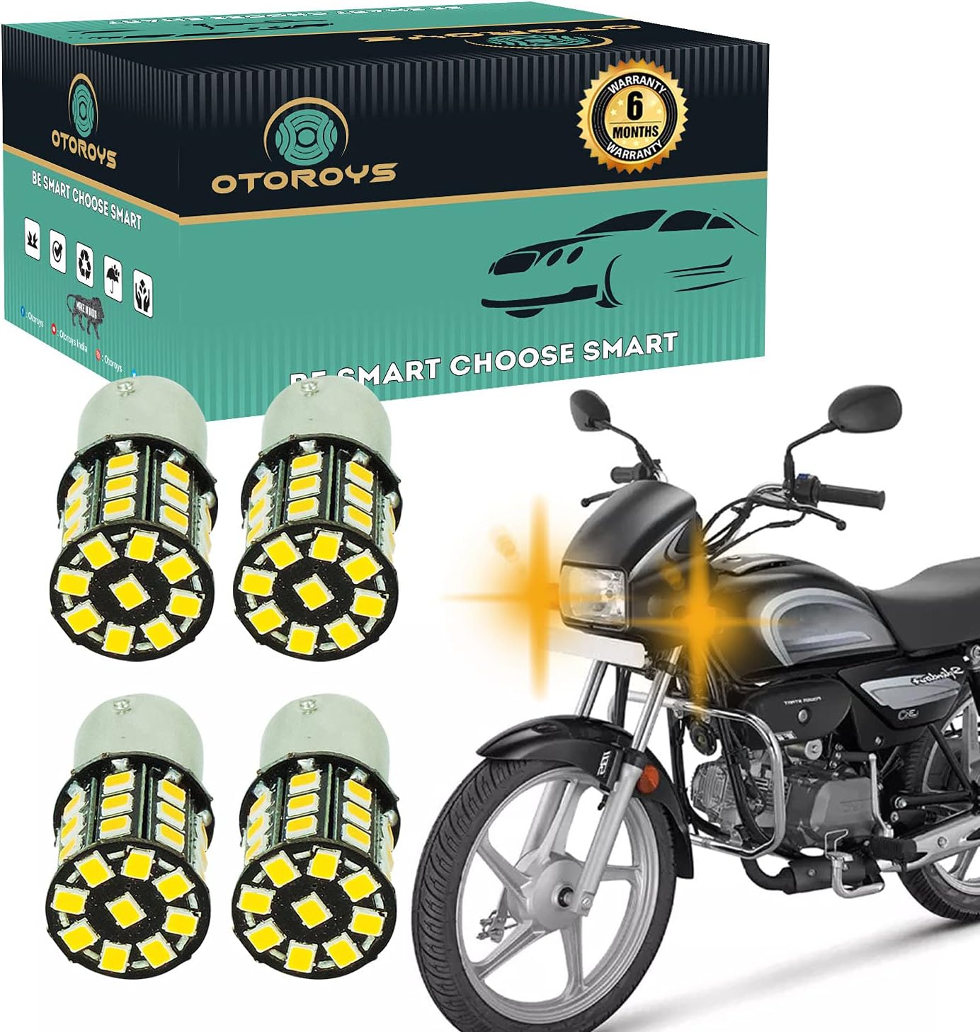 OTOROYS 6 MONTHS WARRANTY 360° Reflecting LED Indicator Bulbs Set Of 4 ...
