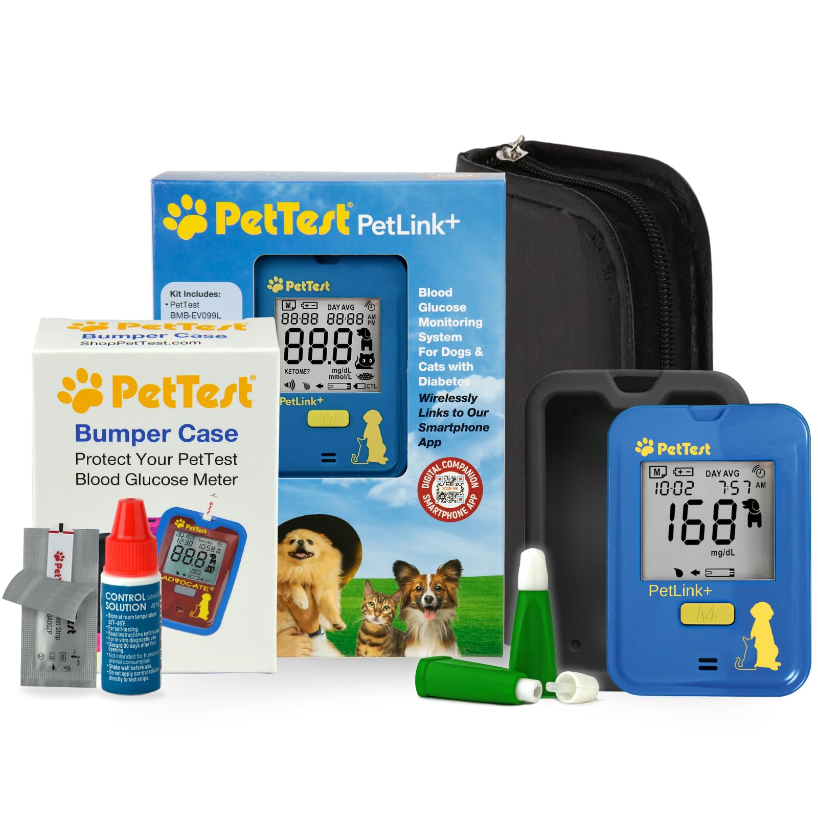 Buy Beginner Pet Glucose Monitoring Kit & Black Bumper Case for Dogs ...