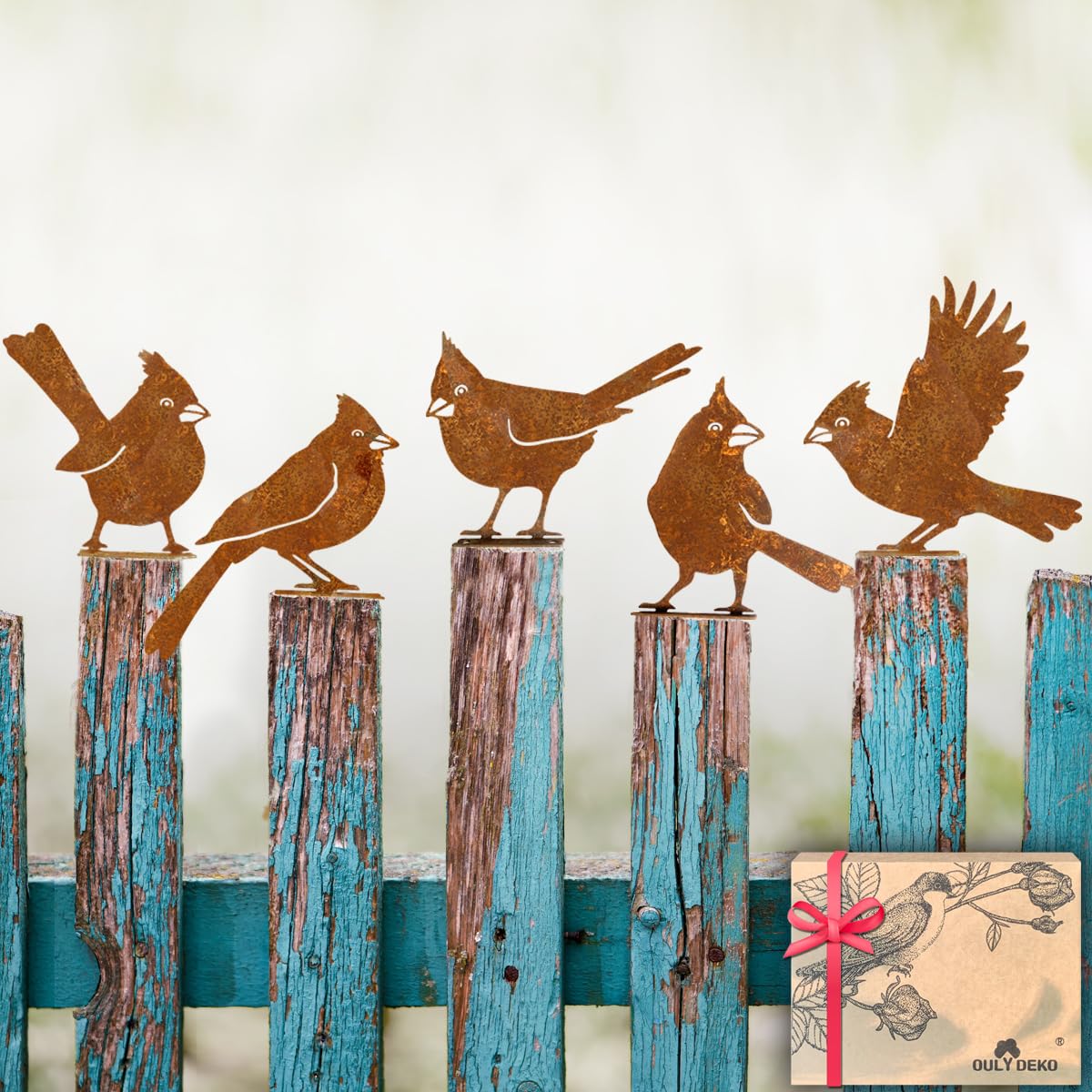 Amazon.com: OULYDEKO 5PCS Rusty Birds Decoration, Fence Decorations ...