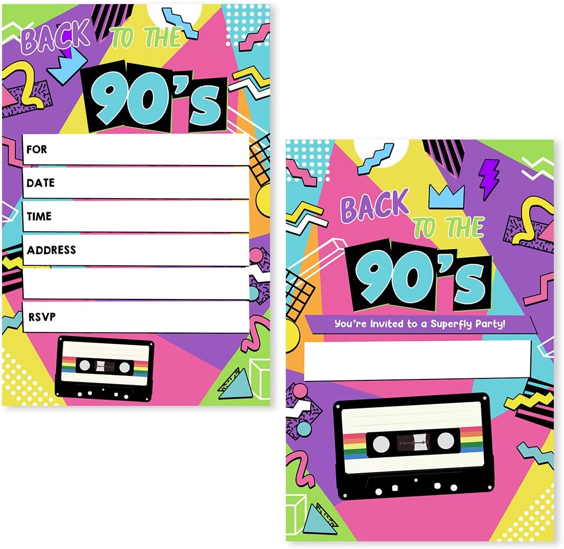 Amazon.com : wuguimeii 90s Birthday Invitation, 90s Party Invite, 90s ...