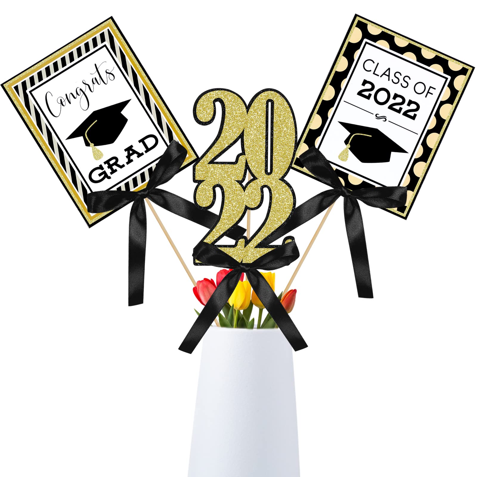 Buy Gold and Black Graduation Table Centerpieces Sticks, Graduation ...