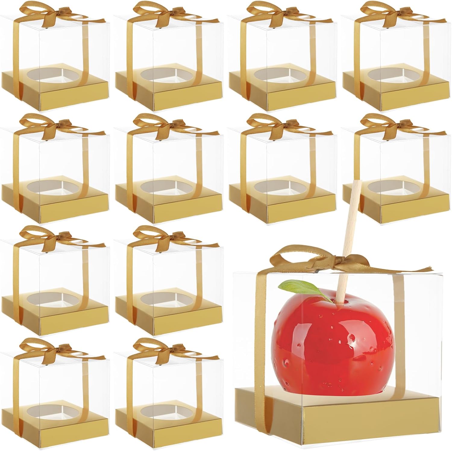 Amazon.com: 75PCS Candy Apple Boxes with Hole 3.54 Inches Clear Apple ...