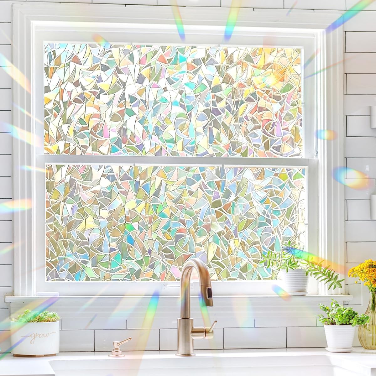 Amazon.com: Joyartu Window Privacy Film Rainbow Film Decorative Window ...