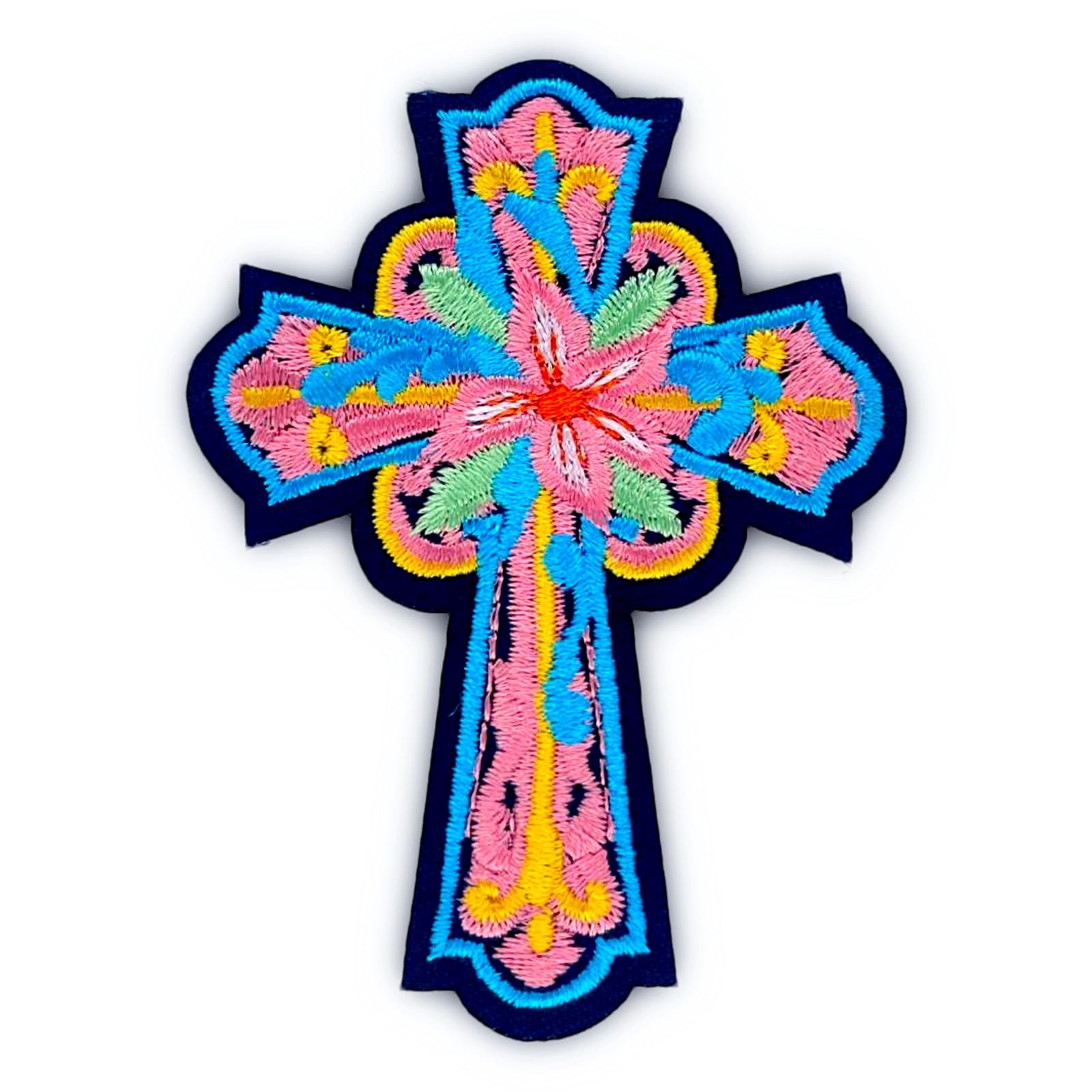 Amazon.com: AAVEDGE Cross Iron On Patches, Colorful Flower Jesus God ...