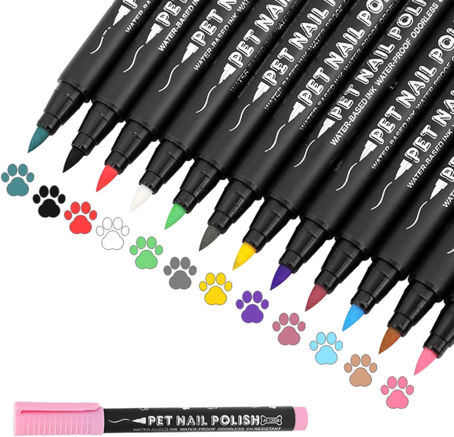 12 Colors Dog Hair Dye Pens - Non-Toxic & Washable Dog Hair Dye Chalk ...