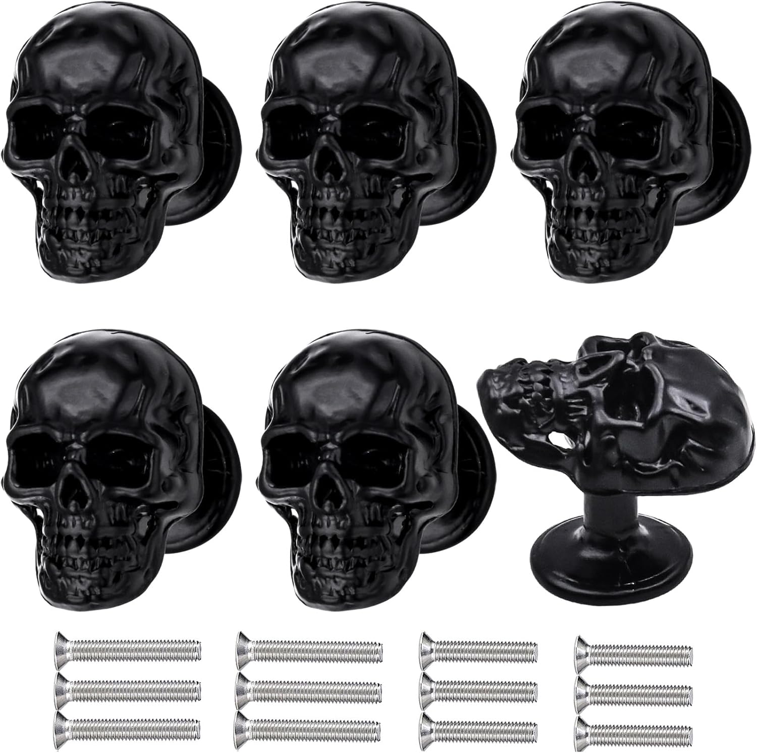 MUMIAO 6 Pack Skull Skeleton Drawer Knobs, Vintage Single Hole Cabinets ...