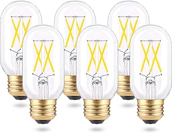 T14/T45 LED Tubular Bulb- 4W 5000K Daylight White- E26 Base Dimmable LED Filament Light Bulbs ...