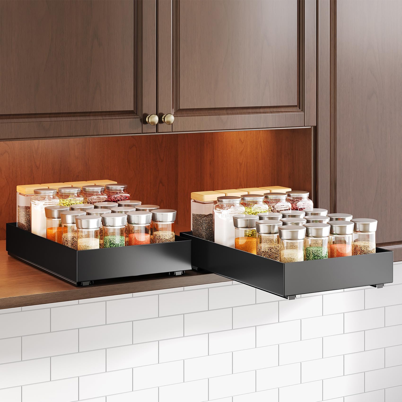 Amazon.com: Homics Pull Out Cabinet Organizer, Slide Out Basket Drawers ...