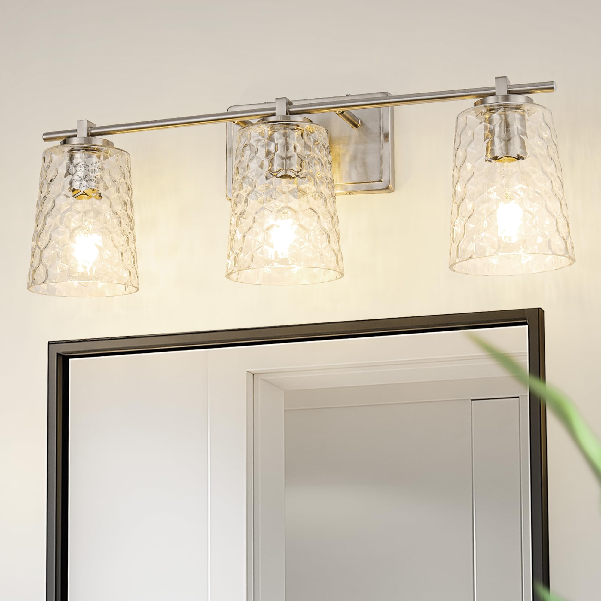 DORESshop 3-Light Modern Bathroom Vanity Light, 22-Inch Brushed Nickel ...