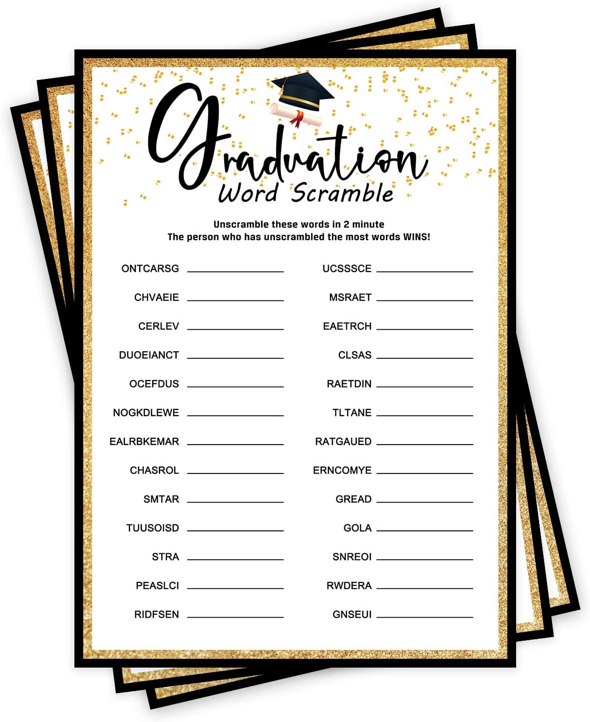 Amazon.com: Graduation Word Scramble Game Card, Fun Graduation Party ...