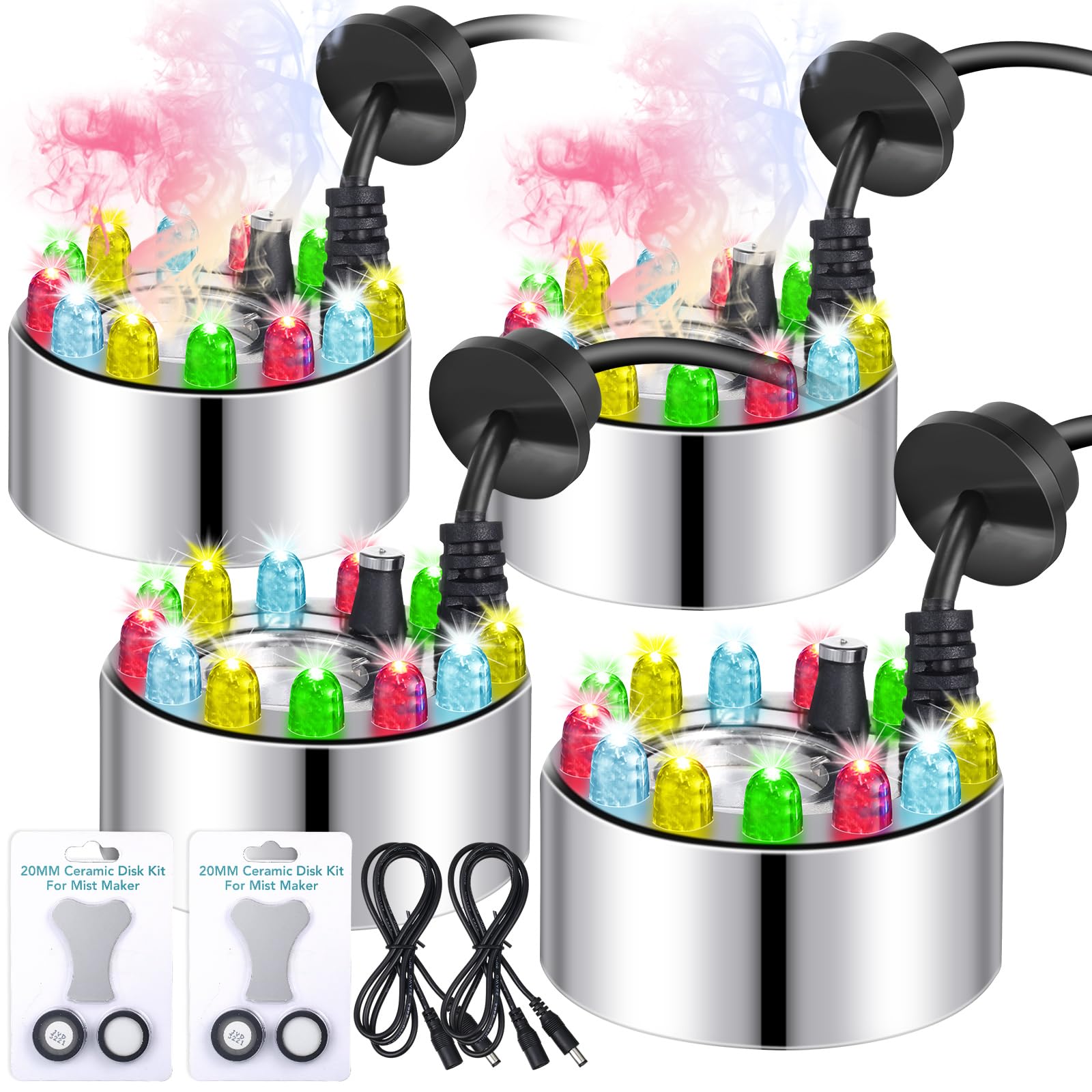 Amazon.com : Copkim 4 Pcs Halloween Ultrasonic Mist Maker Fogger 12 LED ...