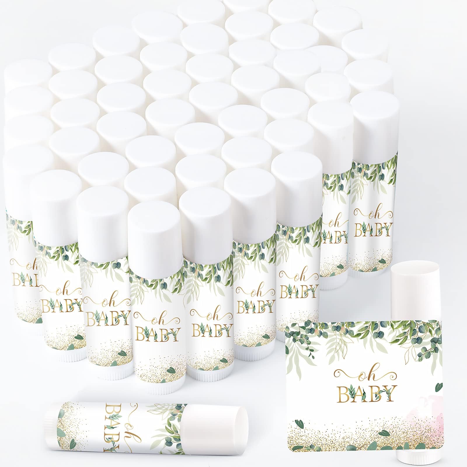 Amazon.com : Lounsweer 50 Sets Baby Shower Lip Balm Favors Bulk with ...