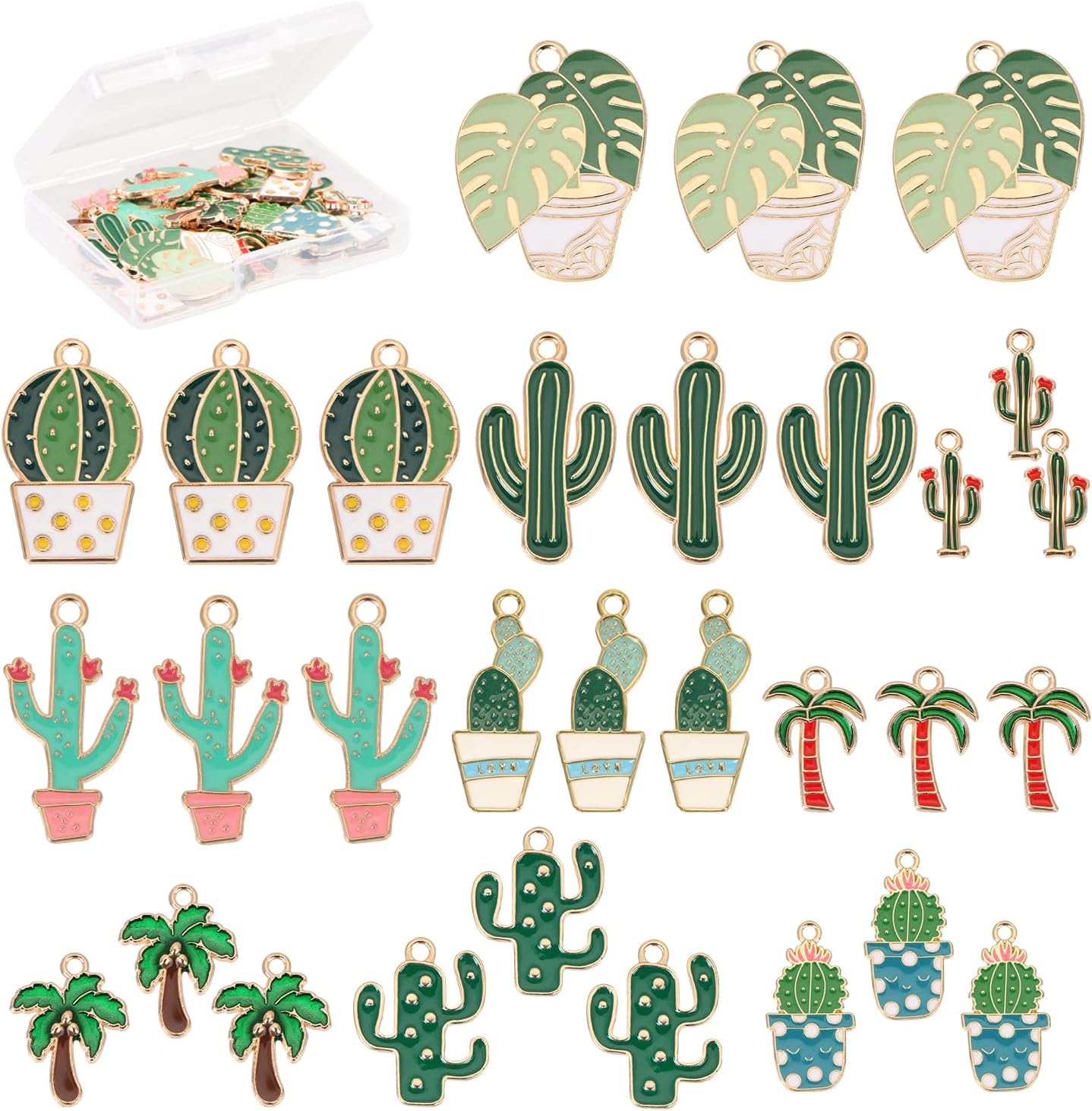 Amazon.com: BENBO 30PCS Cactus Tropical Charms, Succulent Plant Enamel ...