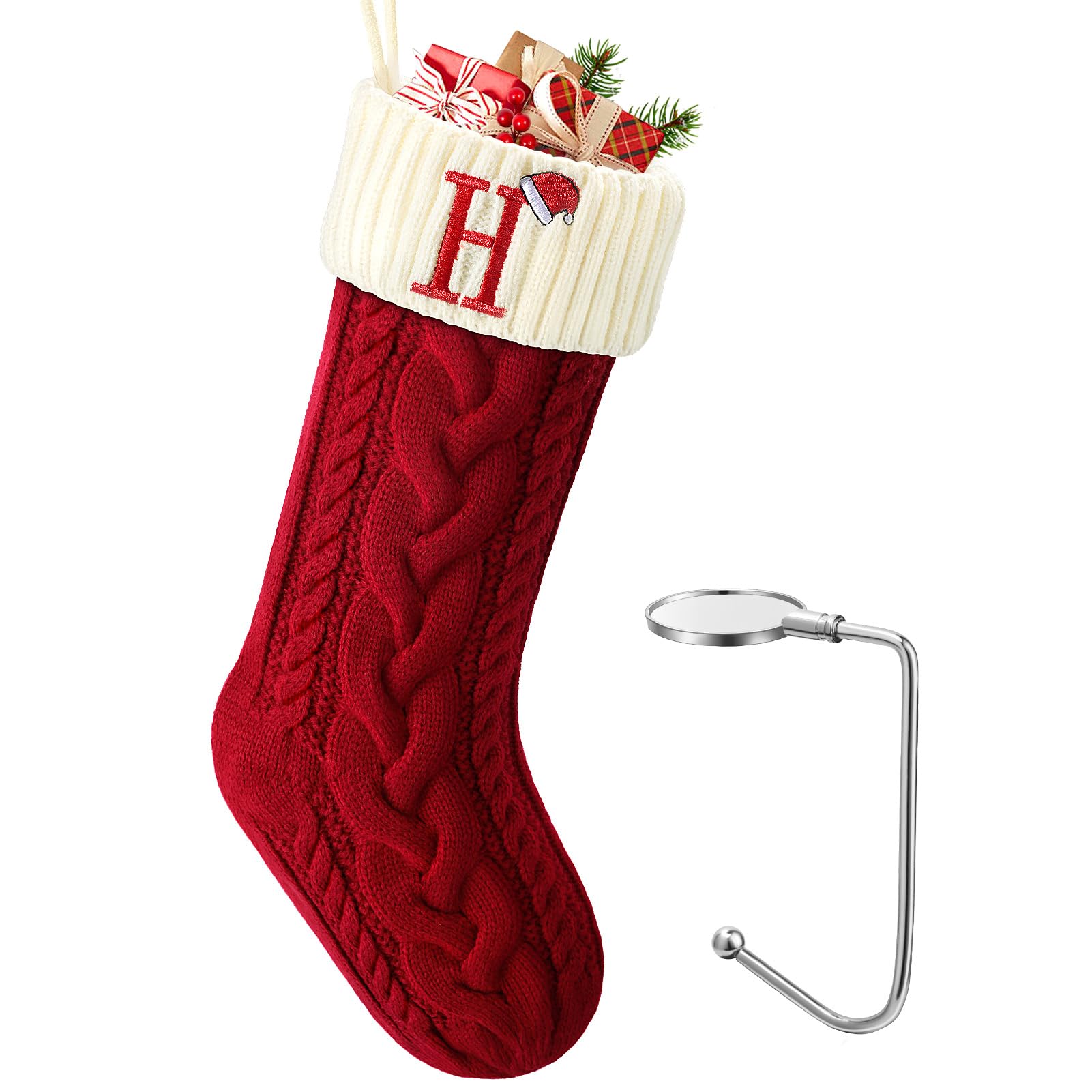 Amazon.com: LHMTQVK Large Christmas Stocking with Initials, Embroidered ...
