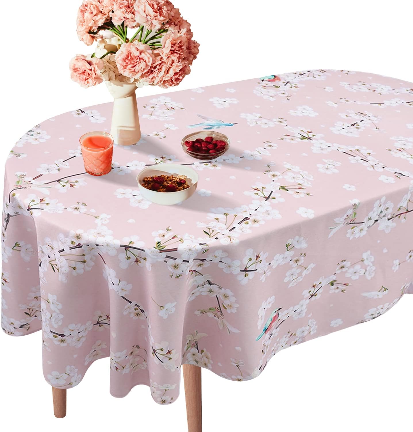 Amazon.com: Spring Tablecloth Round 60 Inch Japanese Cherry Blossom ...