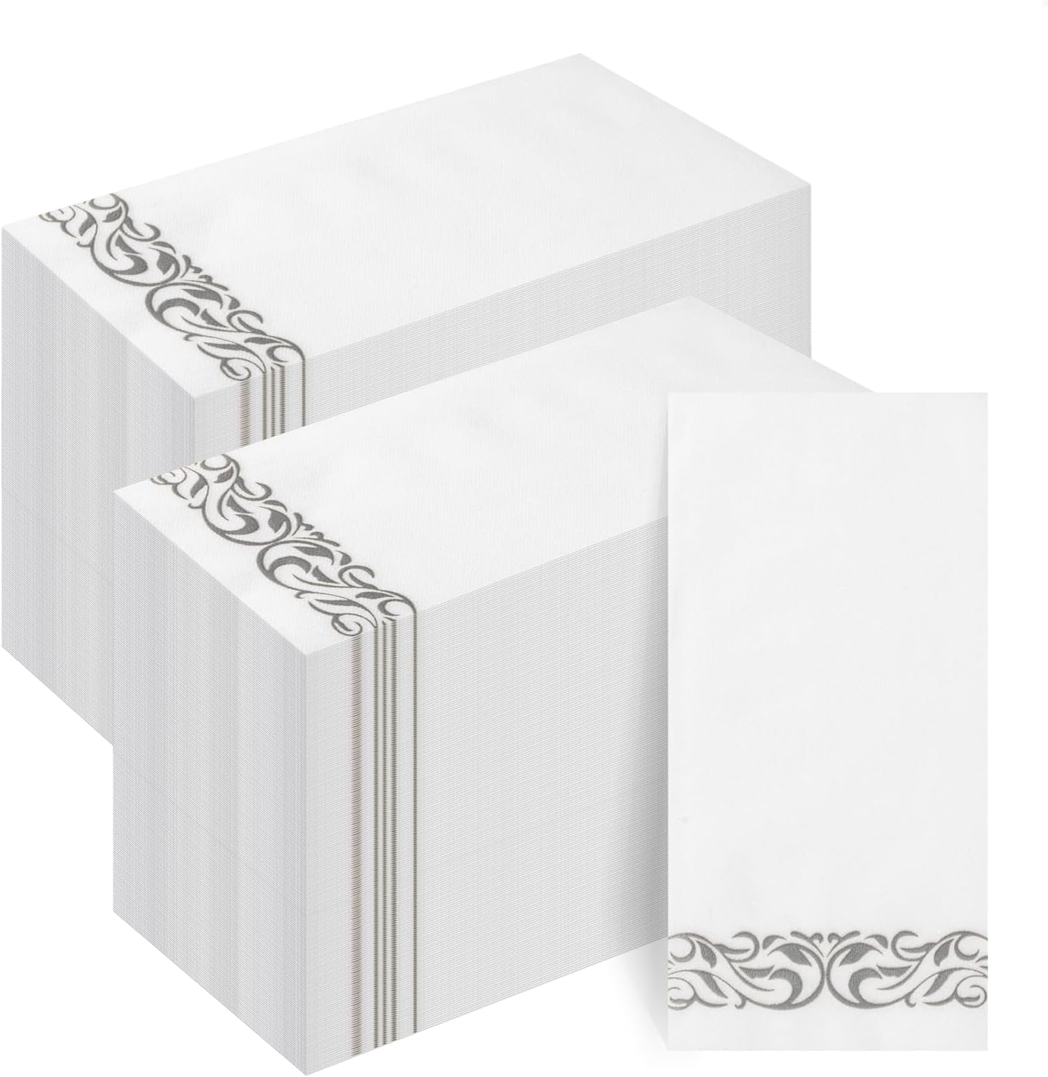 Amazon.com: Goodluck 200 Pack Disposable Silver Napkins, Decorative ...