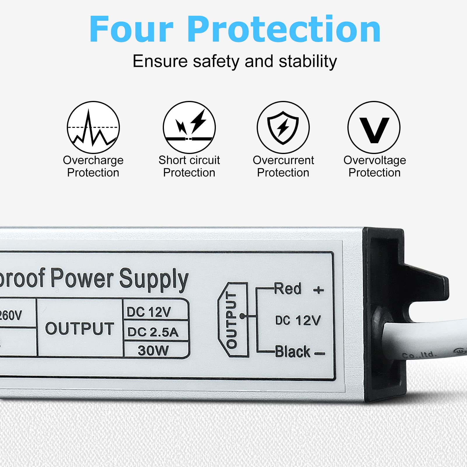 Snapklik.com : inShareplus LED Power Supply 12V, 30W IP67 Waterproof ...