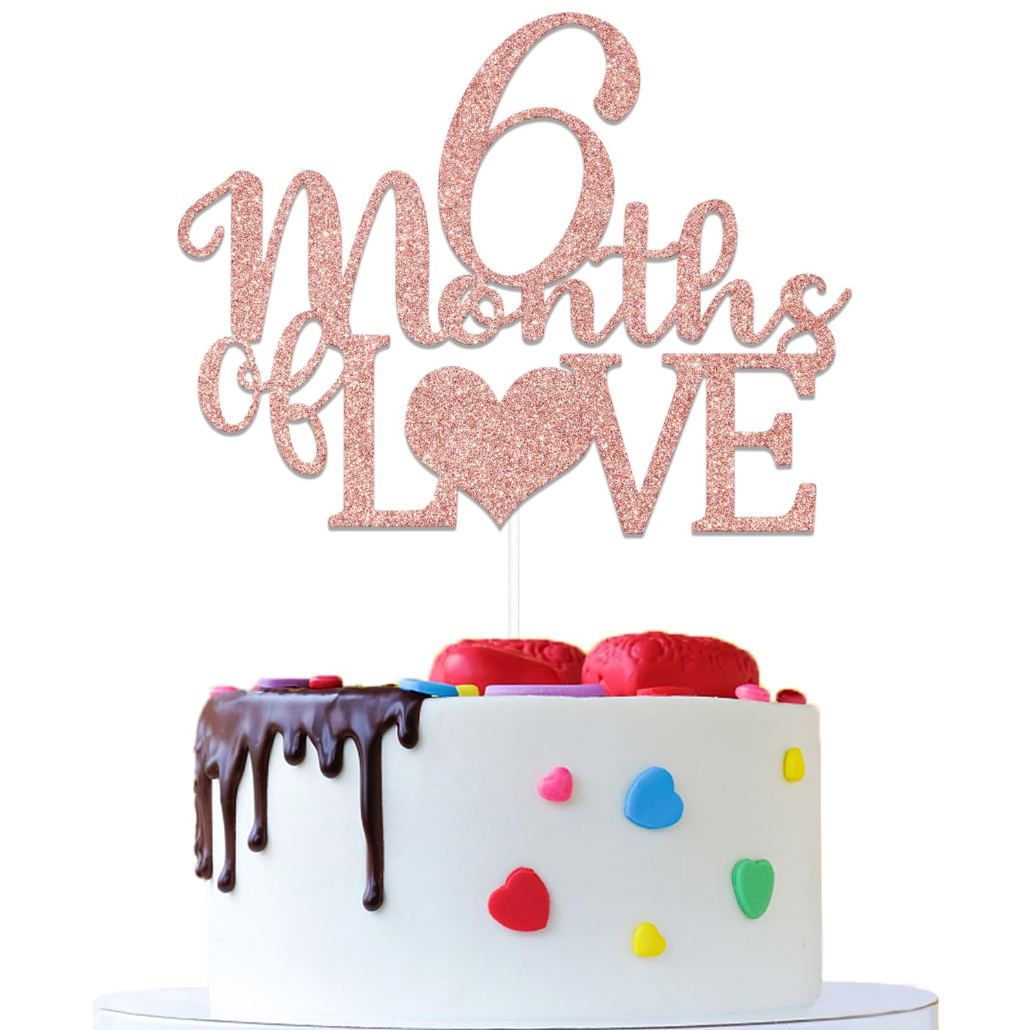 Amazon.com: 6 Months of Love Cake Topper,6 Months Birthday Cake Topper ...