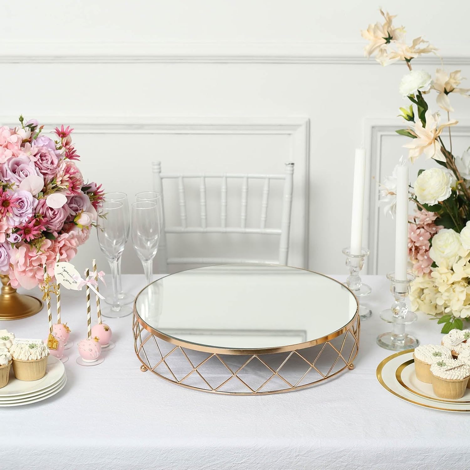 Amazon.com: Efavormart 16" Round Metal Geometric Cake Stand Cake Riser ...