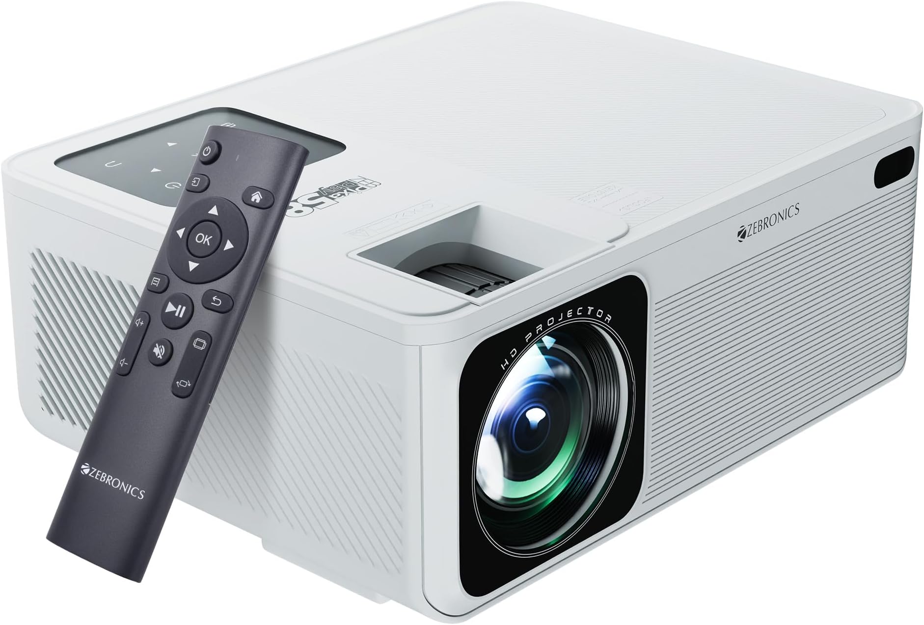 ZEBRONICS PIXAPLAY 25, Smart Projector, 1080p, 5500 Lumens, 200" Screen ...