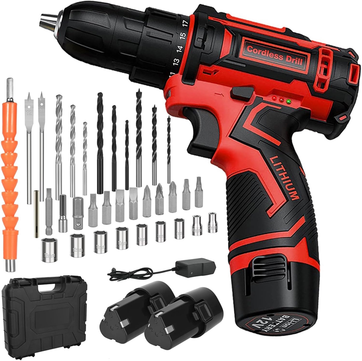 Cordless Electric Screwdriver,12v Rechargeable Electric Drill Driver ...