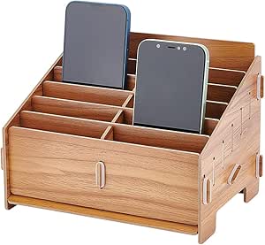Amazon.com: CHGCRAFT 12-Grid Wooden Cell Phone Holder Desktop Storage ...