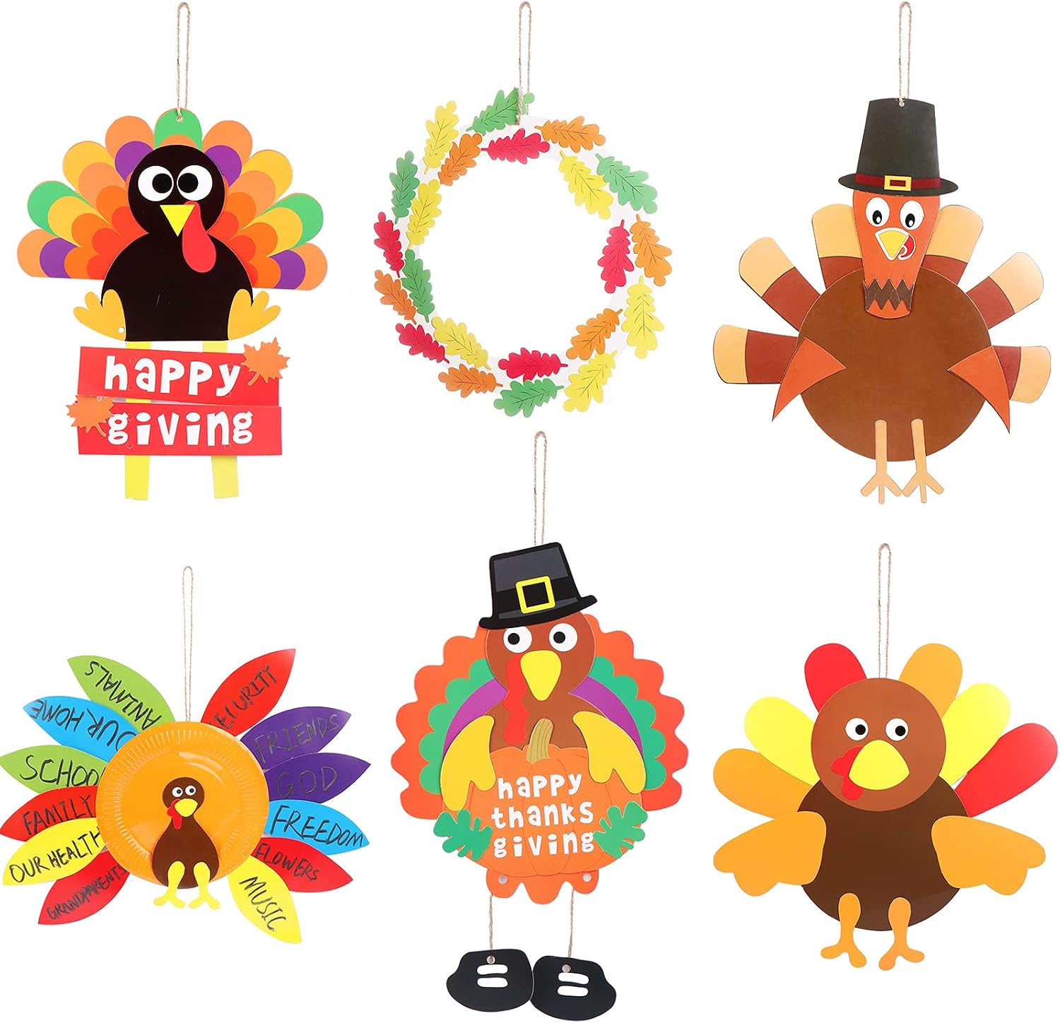 6pcs Thanksgiving Turkey Craft Thanksgiving Paper Turkey DIY Holiday ...