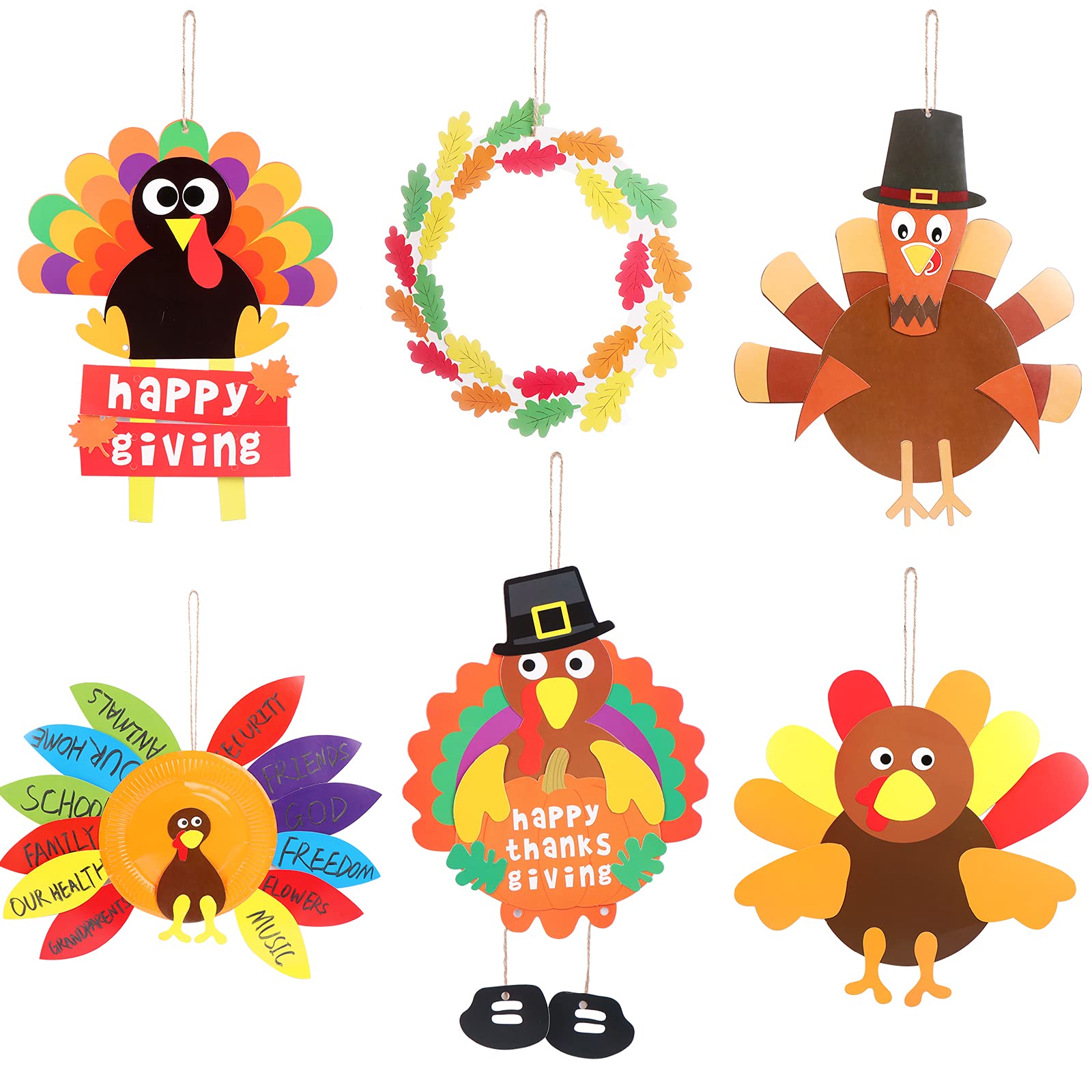 6pcs Thanksgiving Turkey Craft Thanksgiving Paper Turkey Diy Holiday ...