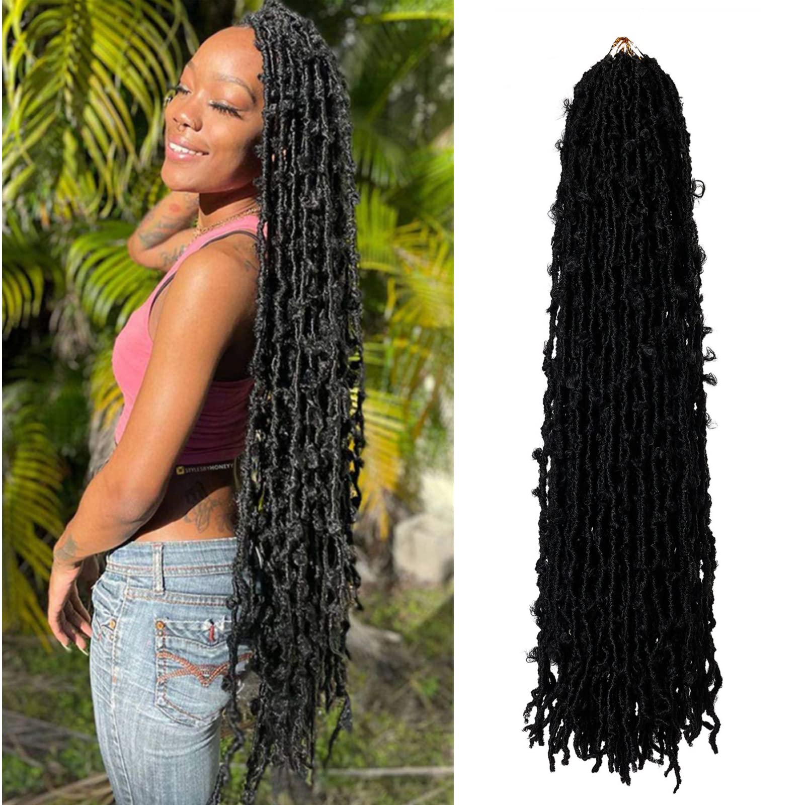 Buy 7 Pcs Butterfly Locs Crochet Hair 36 Inch Pre-twisted Distressed ...