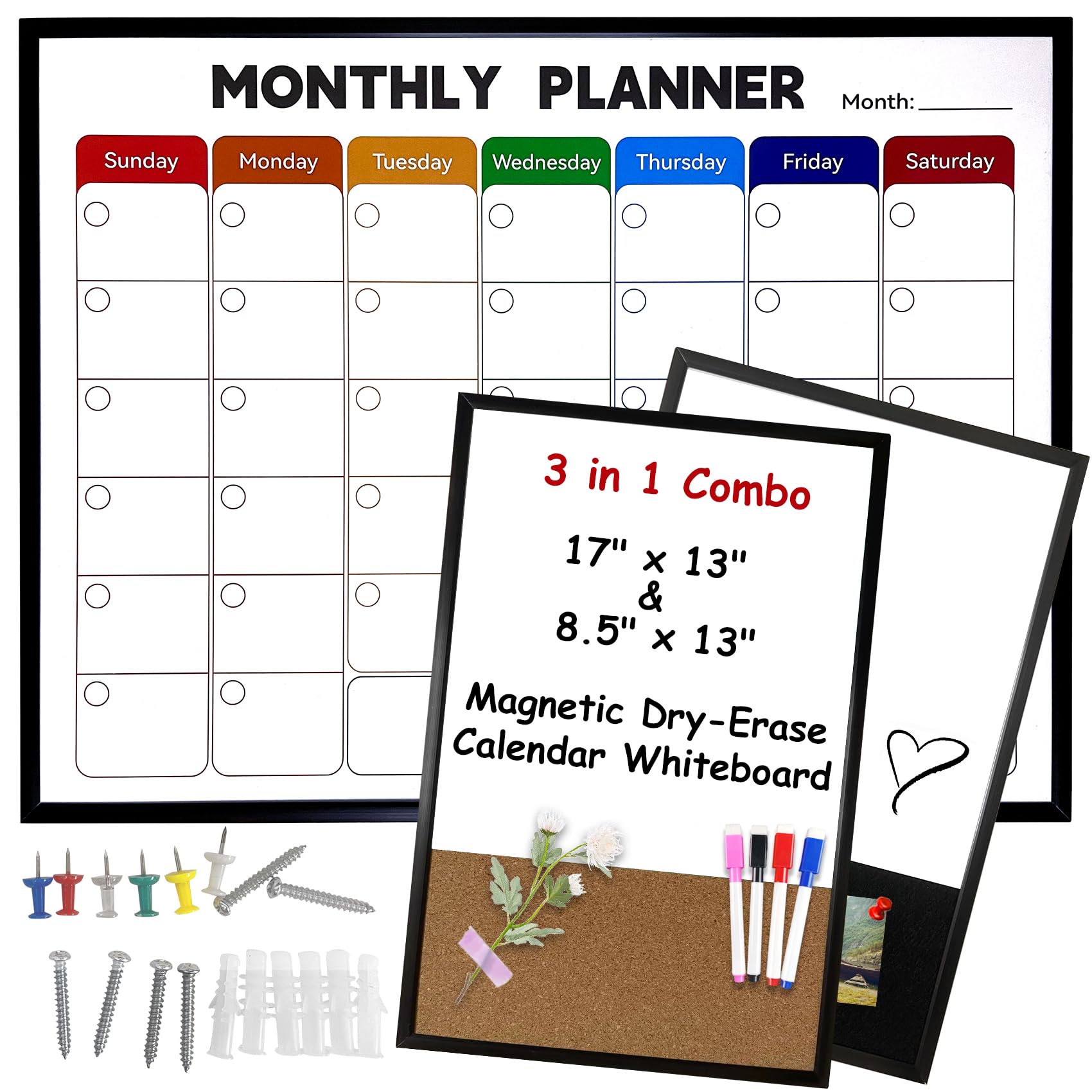 Snapklik.com : Family Monthly Calendar Whiteboard For Walls, Magnetic ...