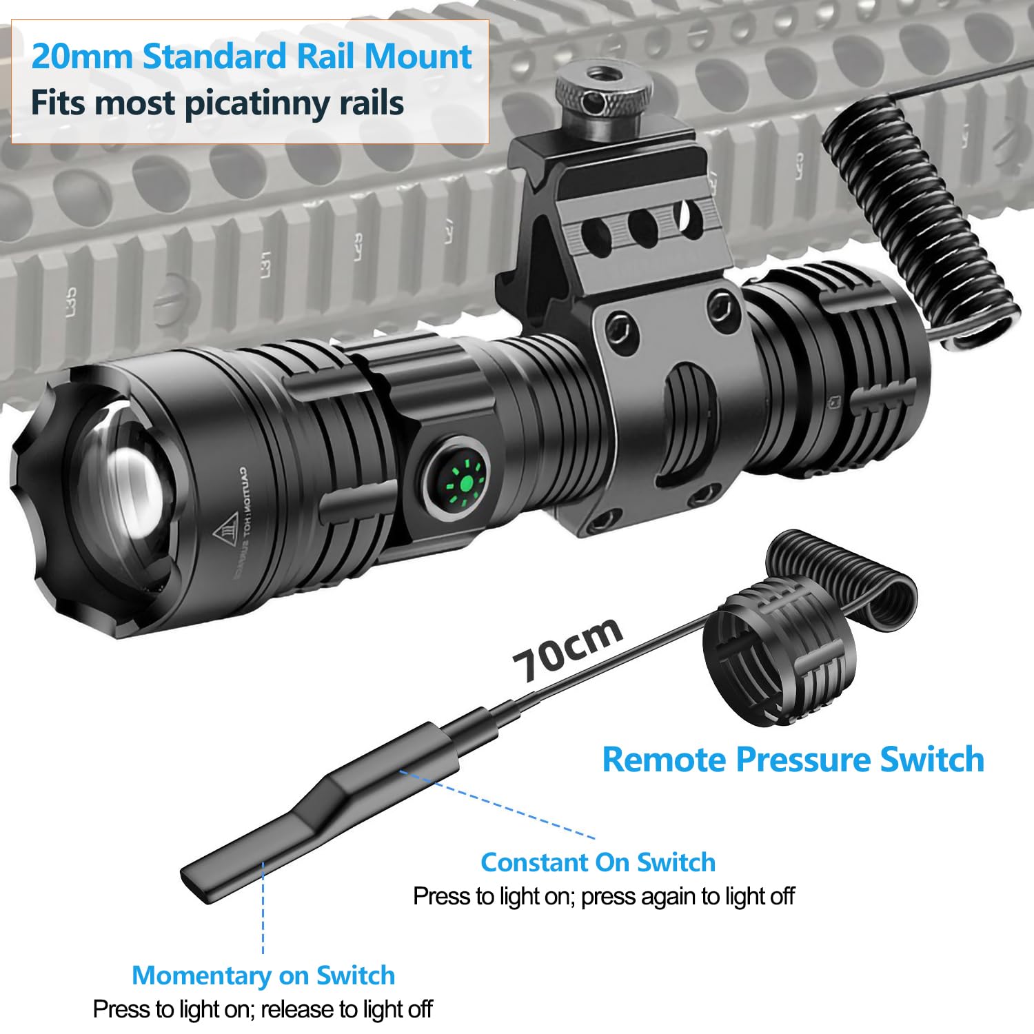 Snapklik.com : WINDFIRE Picatinny Tactical Flashlight Rechargeable LED ...