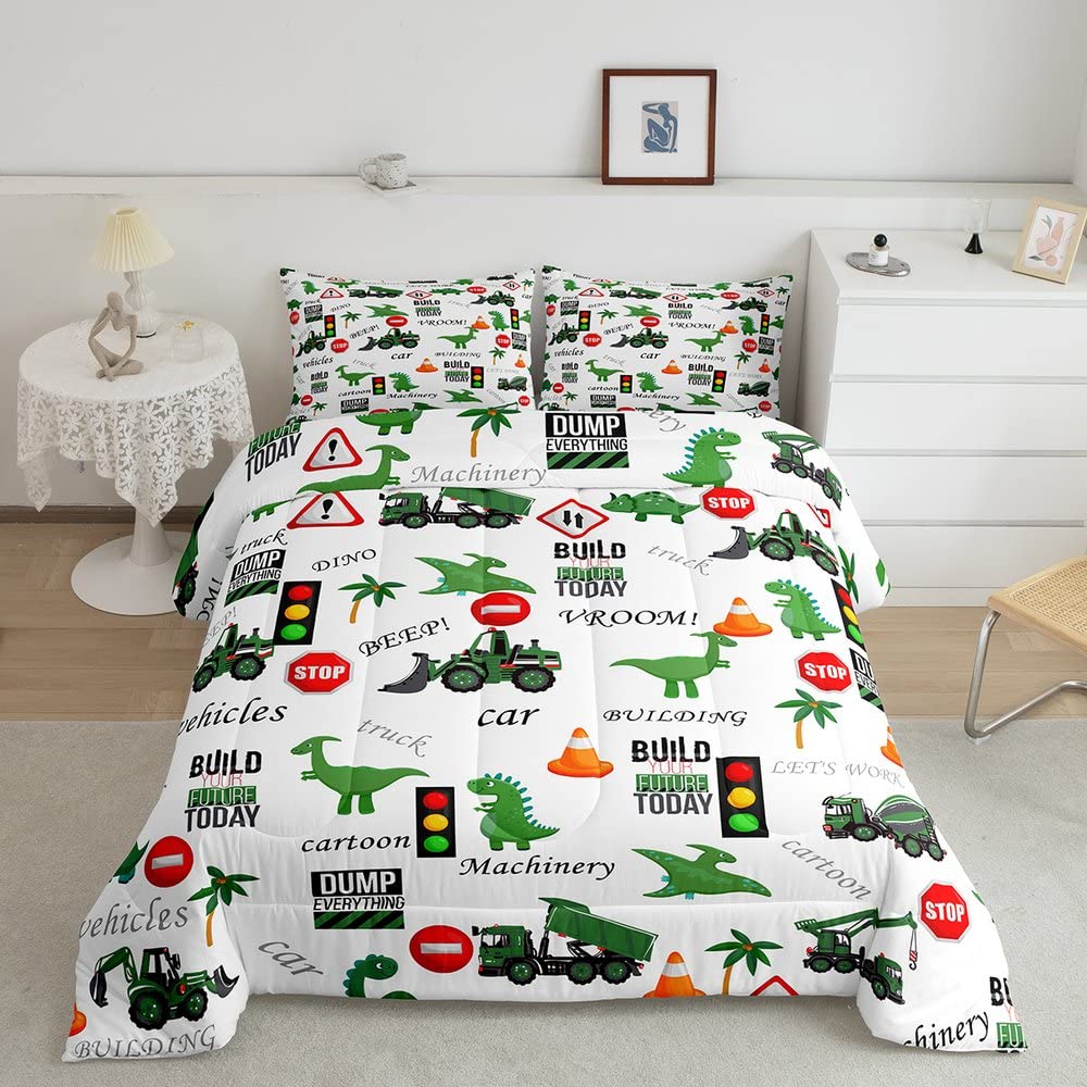 Amazon.com: Kids Tractor Bedding Sets for Boys Excavator Comforter Full ...