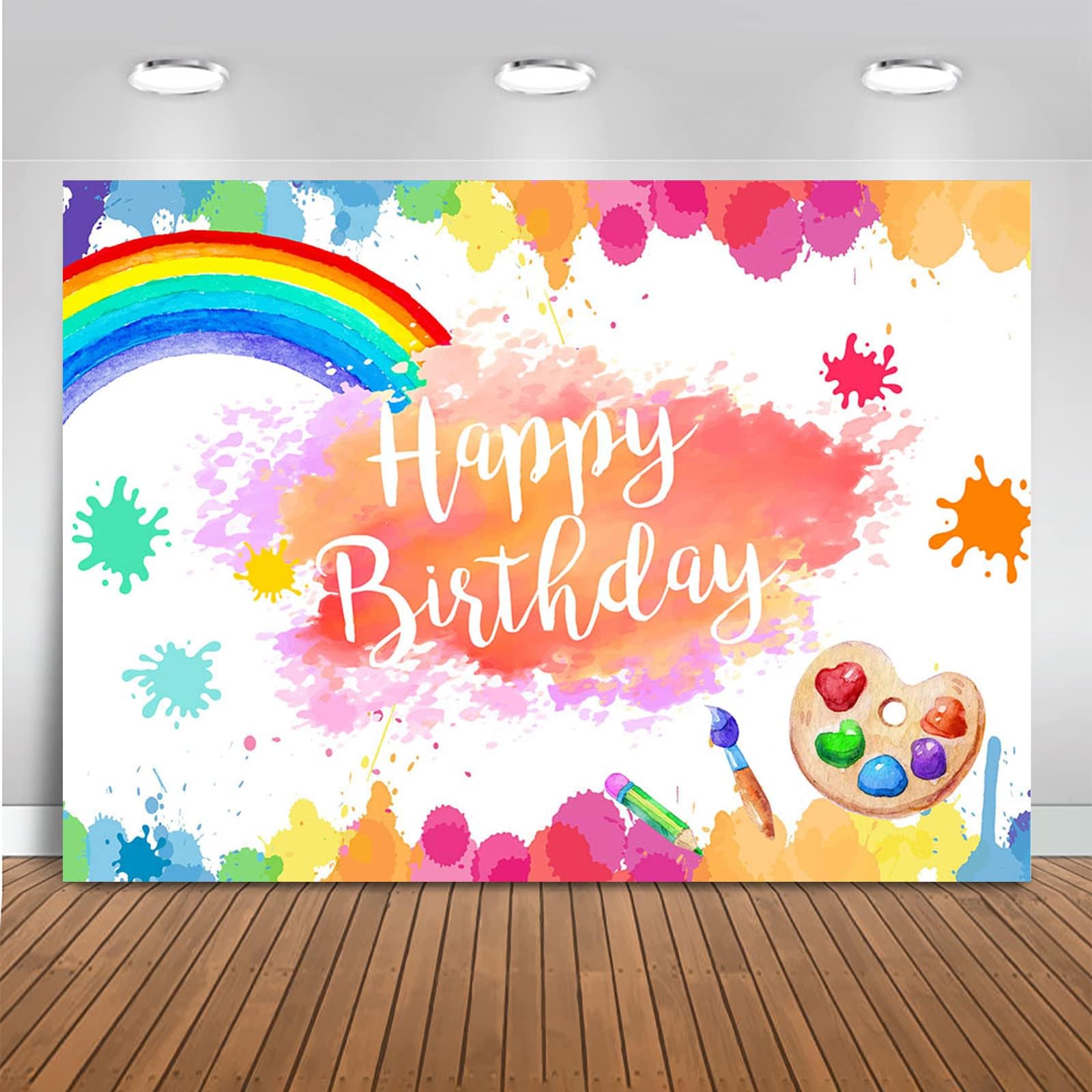 Amazon.com : Art Party Backdrop - Paint Theme Background Happy Birthday ...