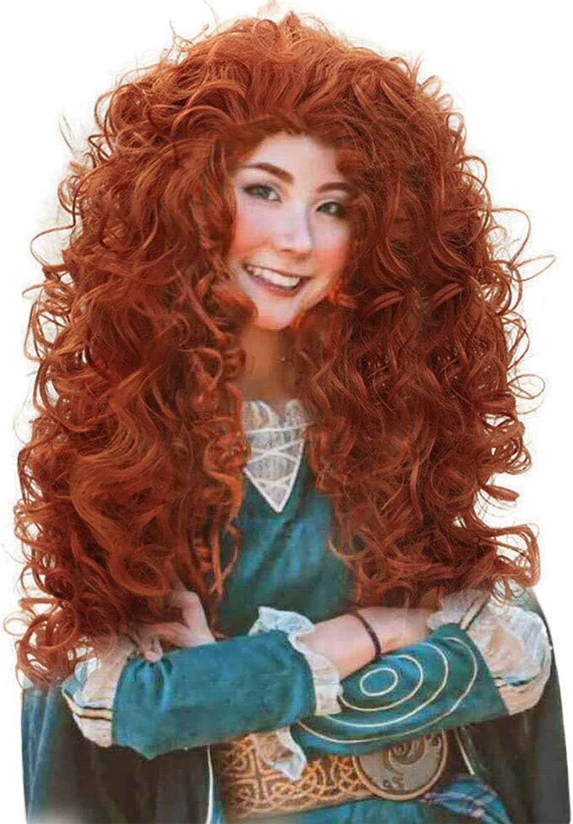 Amazon.com: JoneTing Long Curly Orange Wig +(Wig Cap) Female Red Curly ...